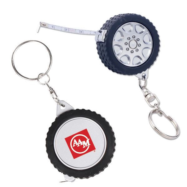 Key Chain Tire Tape Measure 3 ft Custom Imprinted | ImprintLogo.com