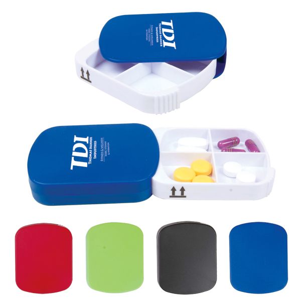 Imprinted 4 Compartment Pill Case with your logo | ImprintLogo.com