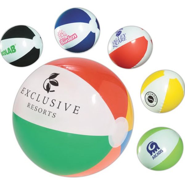 Classic Beach Ball Custom Imprinted 10 1/2in | ImprintLogo.com