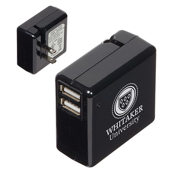 Custom Dual Port USB Adapter with Foldable Prongs with your logo ...