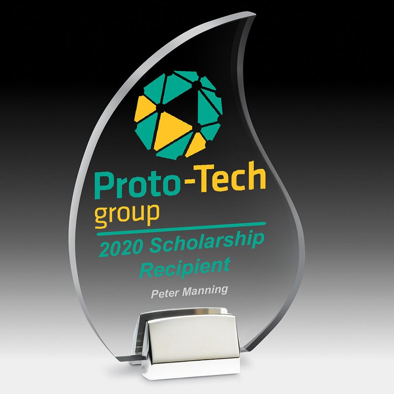 Flame Award & Chrome Base - Silkscreen with your logo | ImprintLogo.com